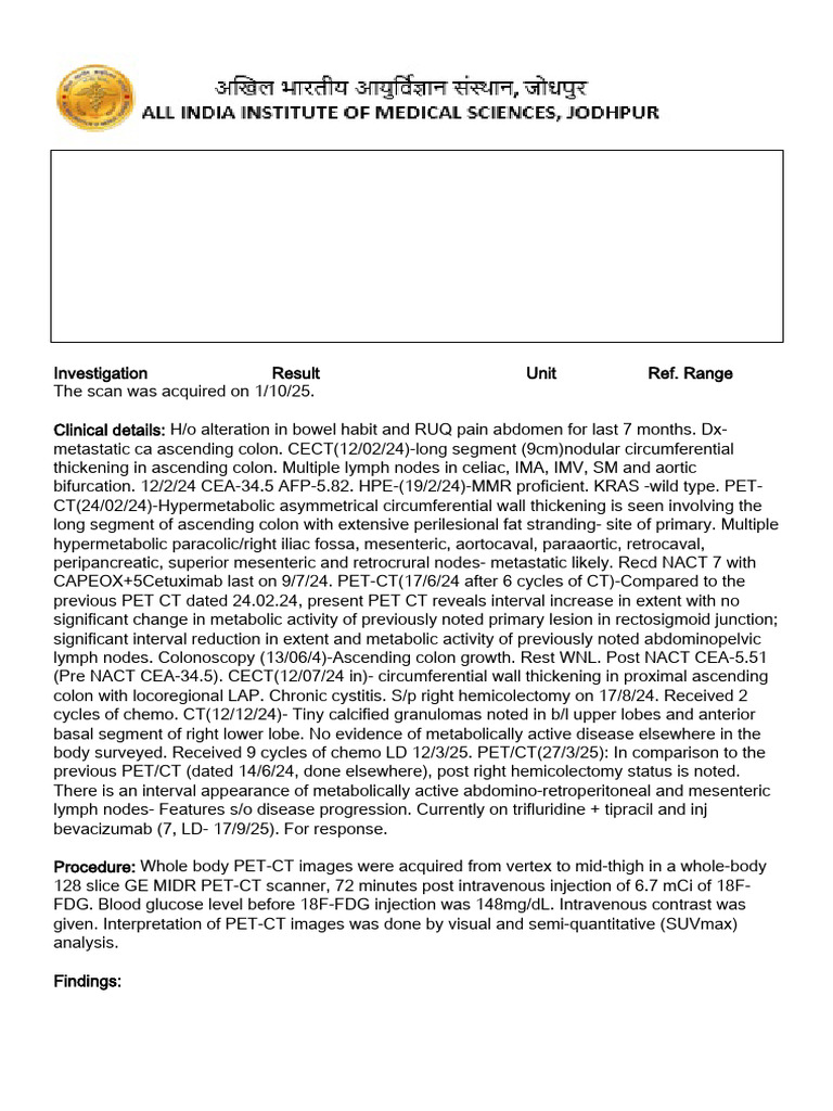 PET-CT Report: Colon Cancer Evaluation | PDF | Large Intestine | Kidney