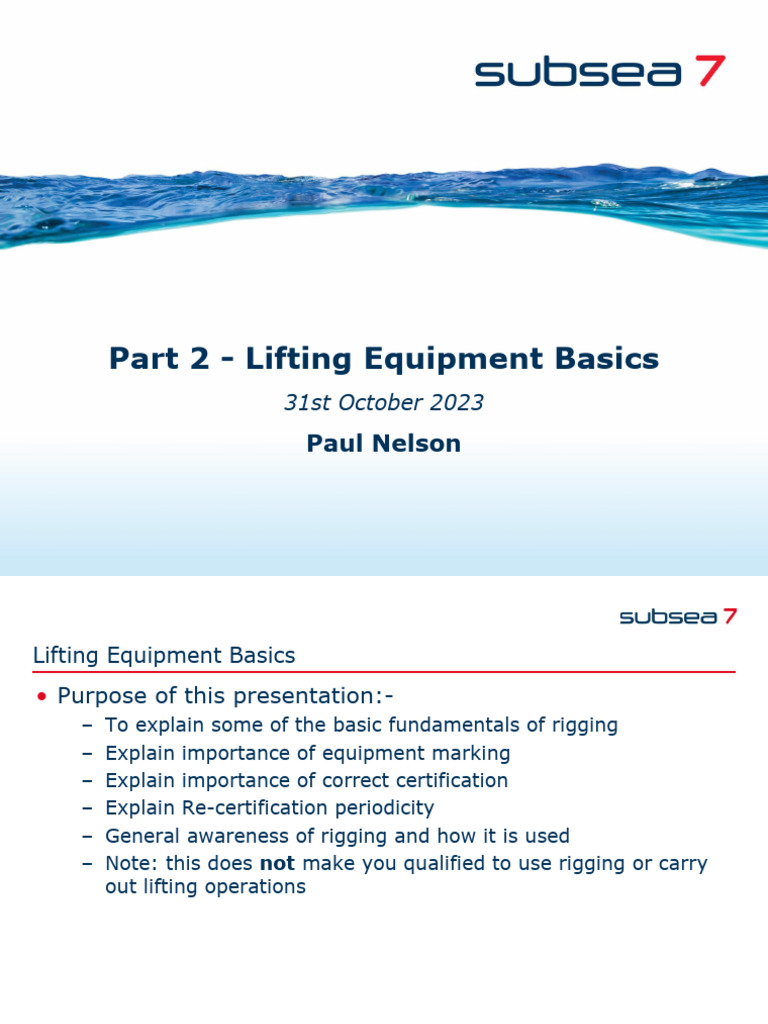 Part 2 Lifting Equipment Basics - Short Version 1 | PDF | Rope ...