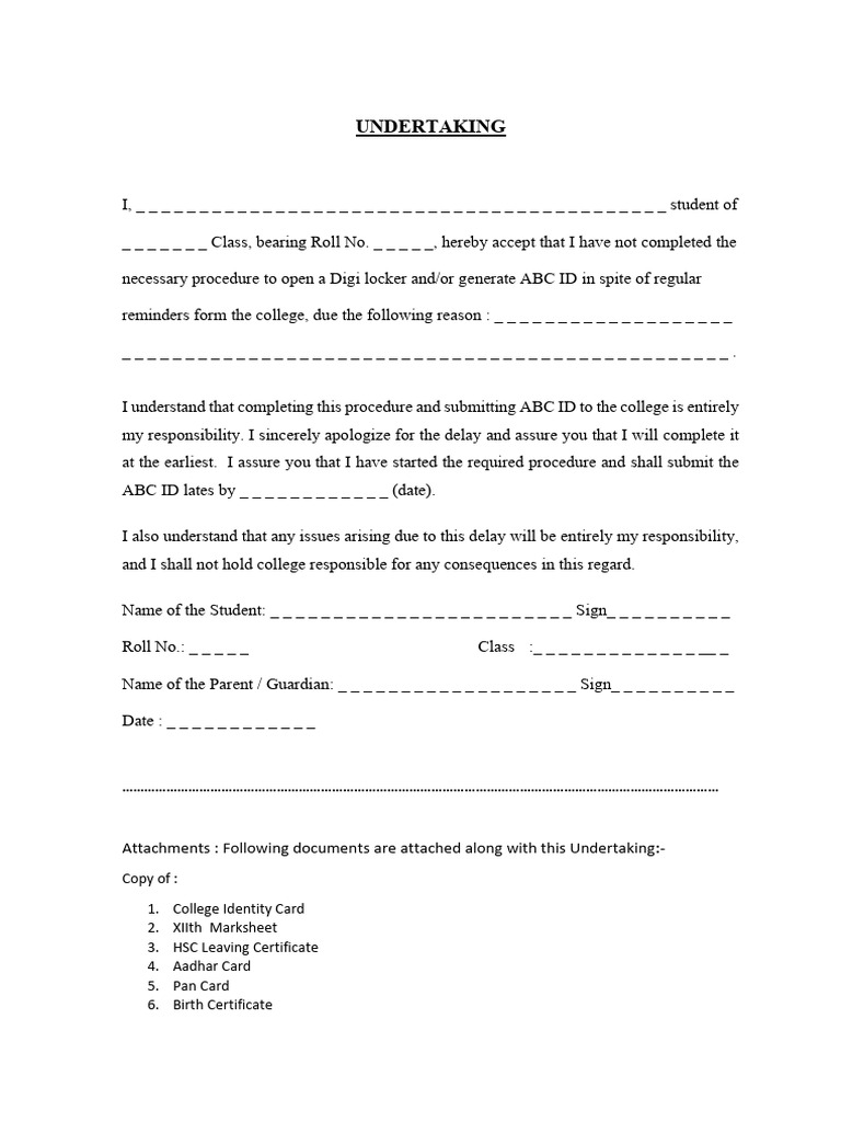 Undertaking From Students ABCID (1) | PDF