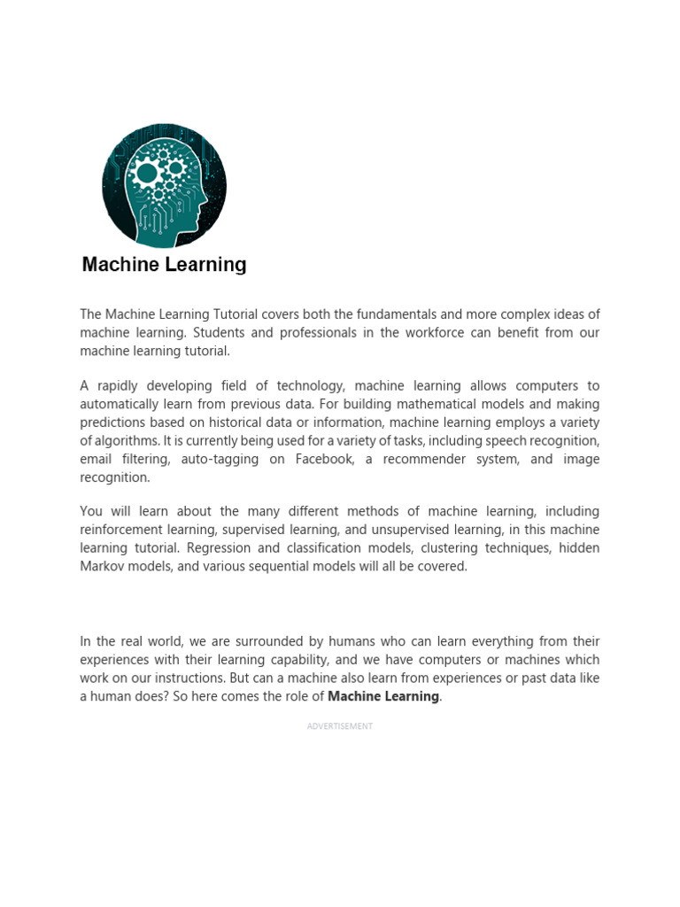 Machine Learning Tutorial | PDF | Machine Learning | Neuron