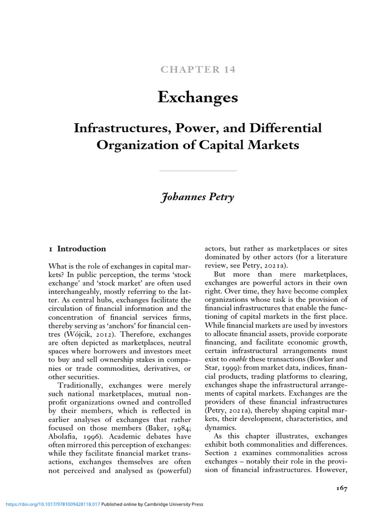 Exchanges | PDF | Market (Economics) | Trade