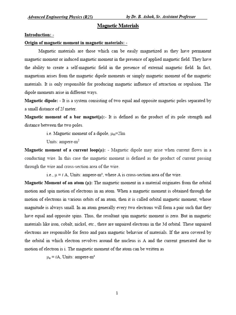 Understanding Magnetic Materials | PDF | Magnetism | Ferromagnetism