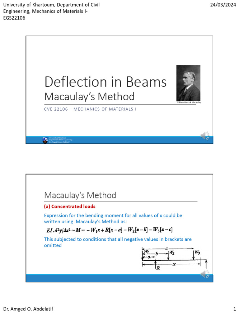 7.2 Deflection in Beams - Macaulay's Method | PDF | Structural Analysis ...