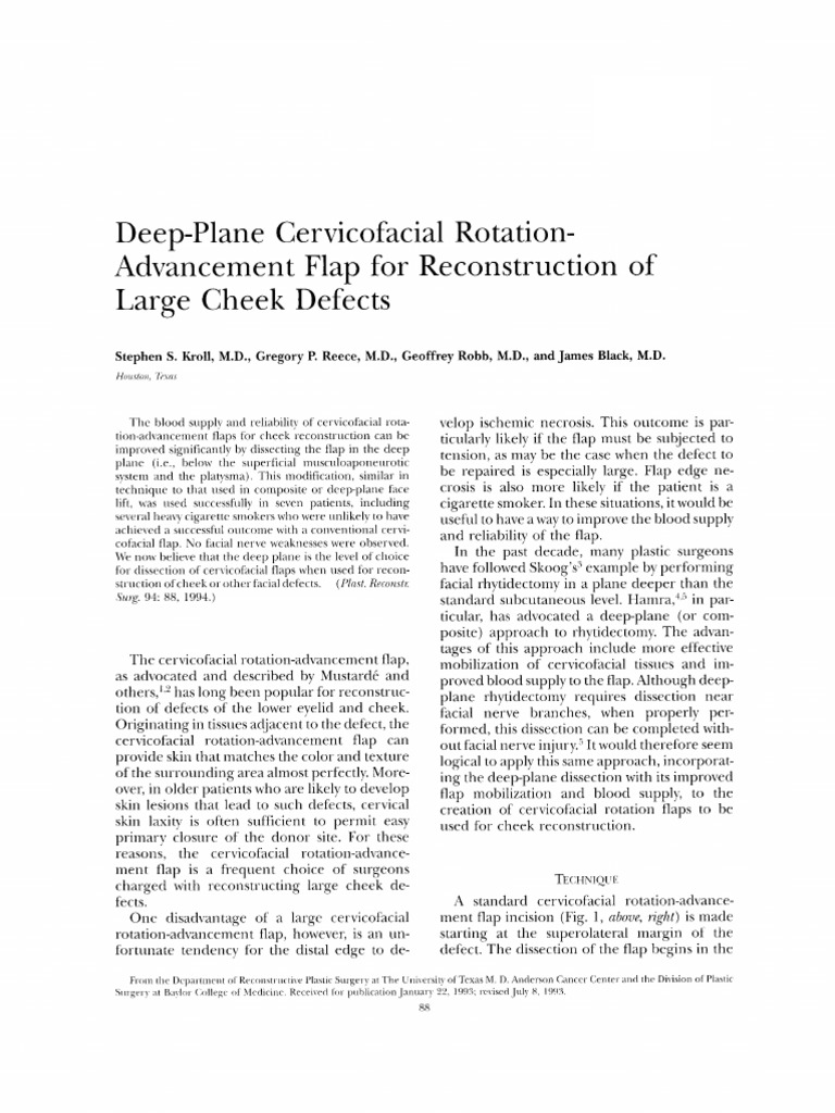 Deep Plane Cervicofacial Rotation Advancement Flap.8-1 | PDF