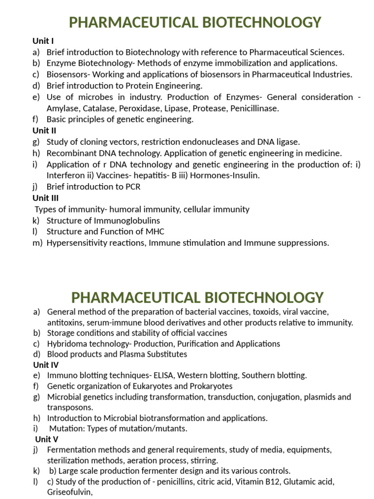 Pharmaceutical Biotechnology Overview | PDF