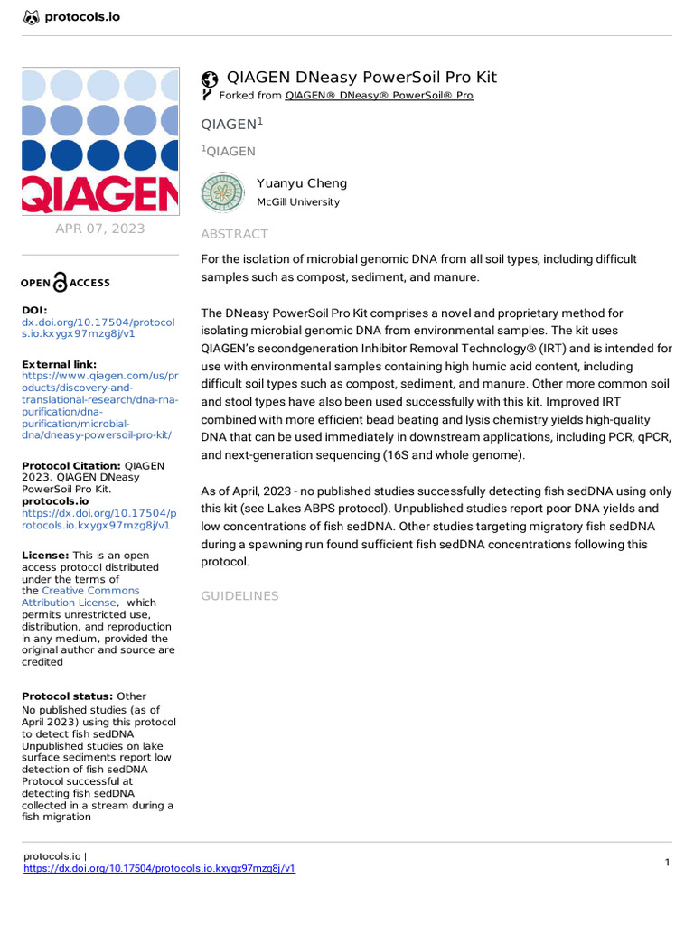 QIAGEN_DNeasy_PowerSoil_Pro_Kit_v1 | PDF | Centrifuge | Biology