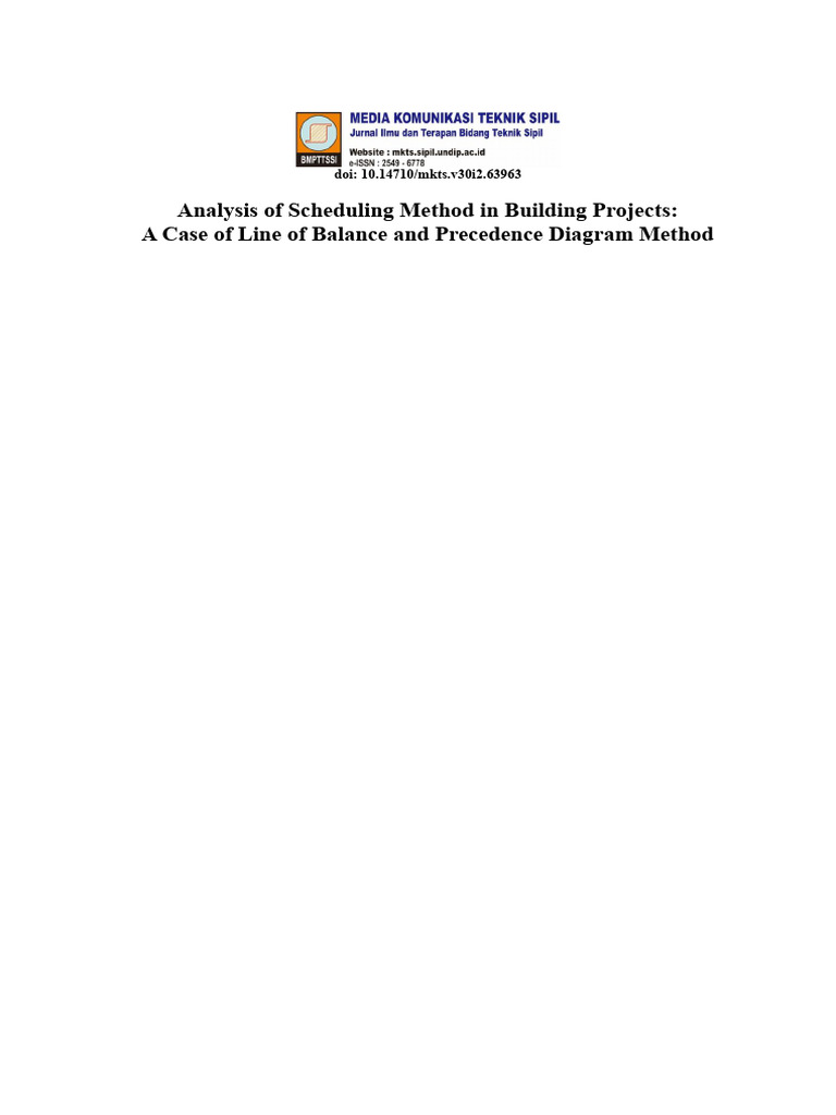 Analysis of Scheduling Method in Building Projects: A Case of Line of ...