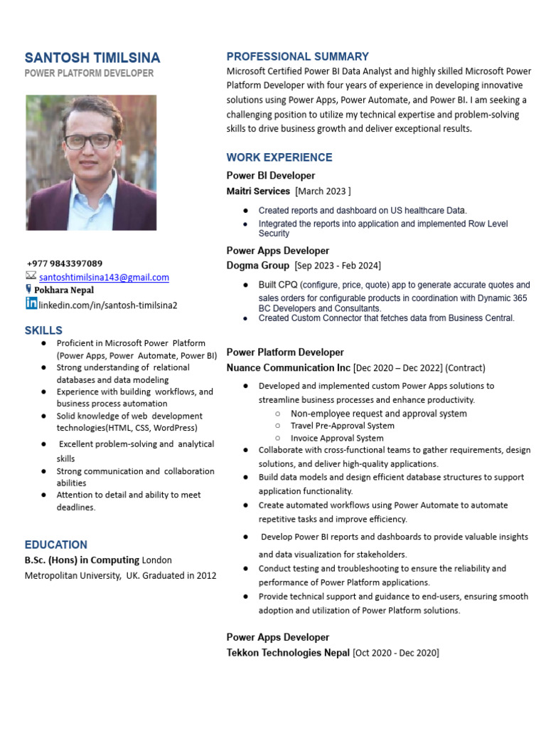 Resume Santosh Timilsina Power BI Developer | PDF | Application ...