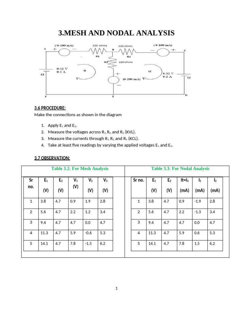 Mesh and Nodal Analysis Procedures | PDF | Electromagnetism | Computer ...