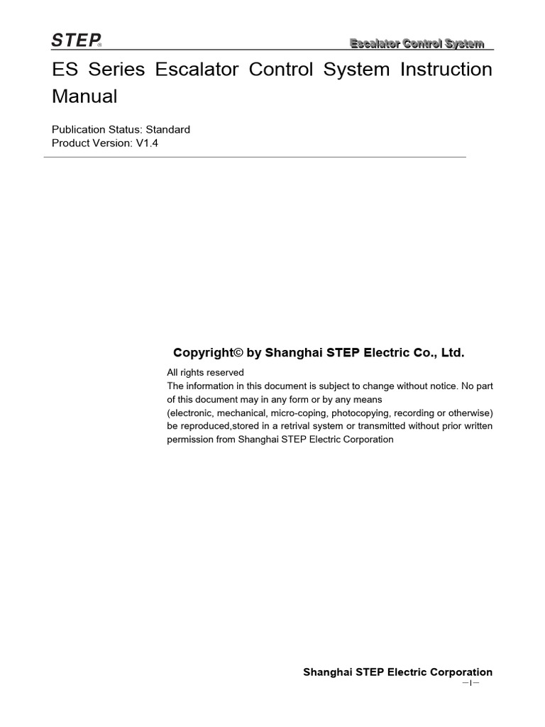 ES Series Escalator Control System Instruction Manual V1.5 2 | PDF ...