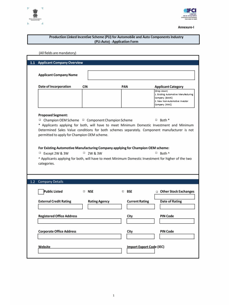 MHI PLI Application Form 10112011 | PDF | Revenue | Business