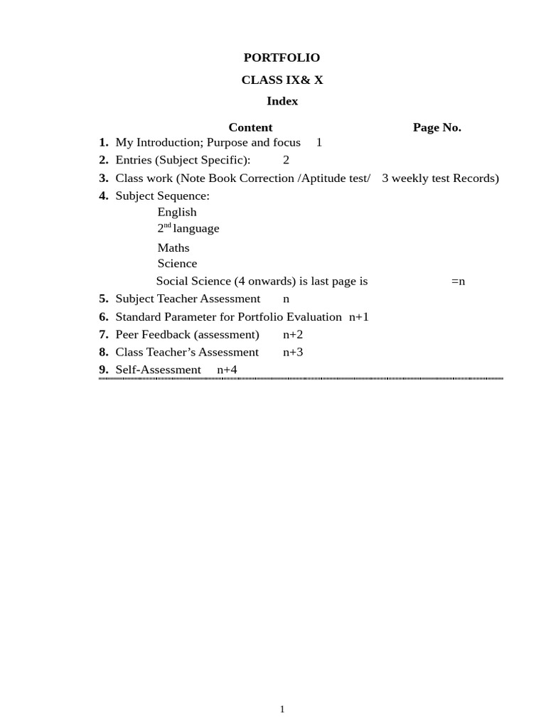 Class IX & X Student Portfolio Guide | PDF | Human Communication ...