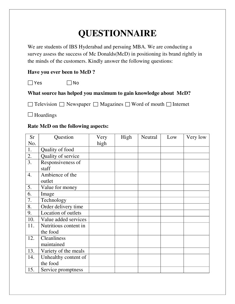 Mod - Questionnaire For BRM (MCD) - 1 | PDF | Psychology | Communication