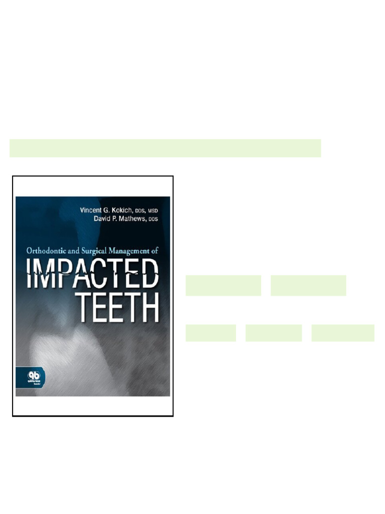 Orthodontic and Surgical Management of Impacted Teeth 1st Edition ...