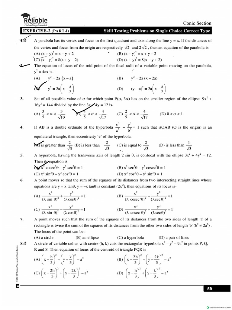 Conic Section Eng 2023-24[1] | PDF