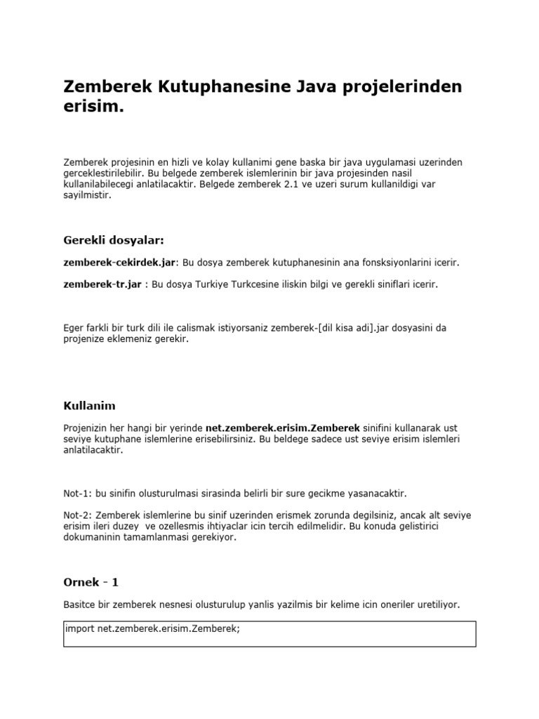 ZemberekKutuphanesineJavaprojeleri... | PDF