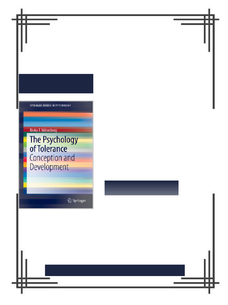 The Psychology of Tolerance Conception and Development Rivka T ...