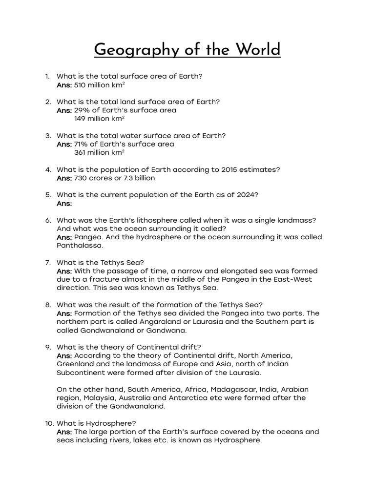 Geography of the World - Geograophy Chapter - 3 | PDF | Pacific Ocean ...