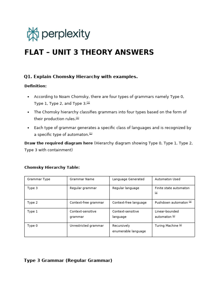 Flat - Unit 3 Theory Answers | PDF | Linguistics | Syntax