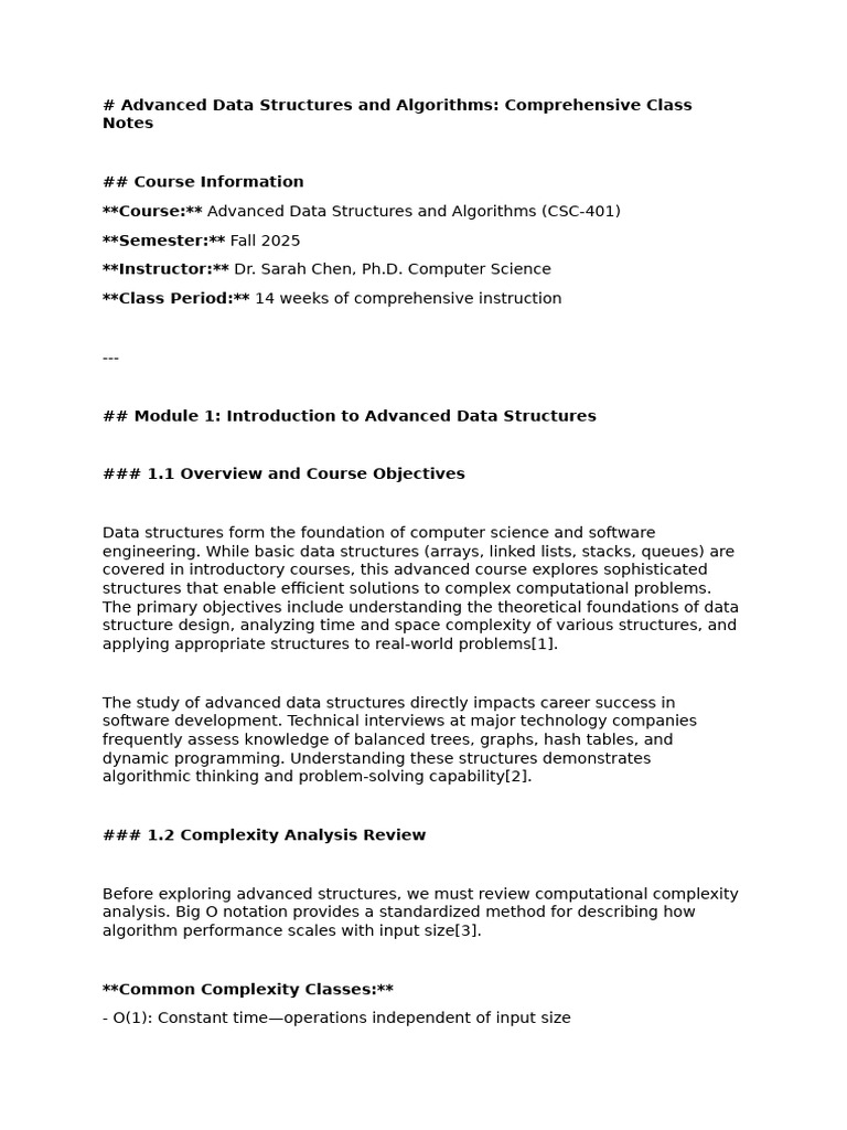 Advanced Data Structures and Algorithms | PDF | Time Complexity ...