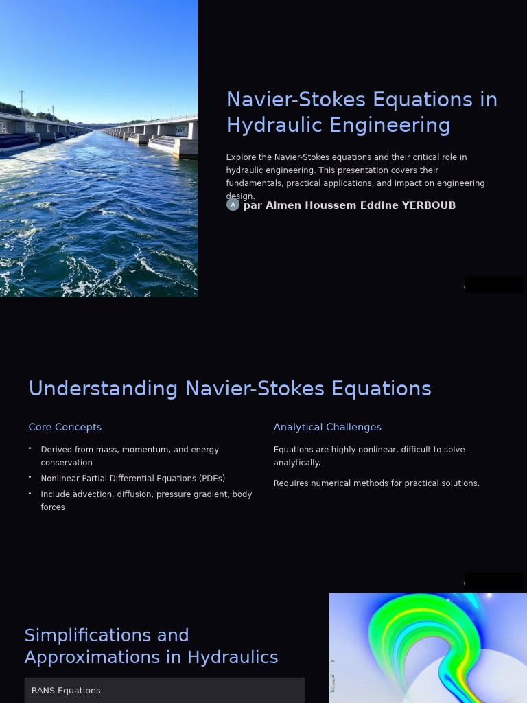 Navier Stokes Equations in Hydraulic Engineering | PDF | Navier–Stokes ...