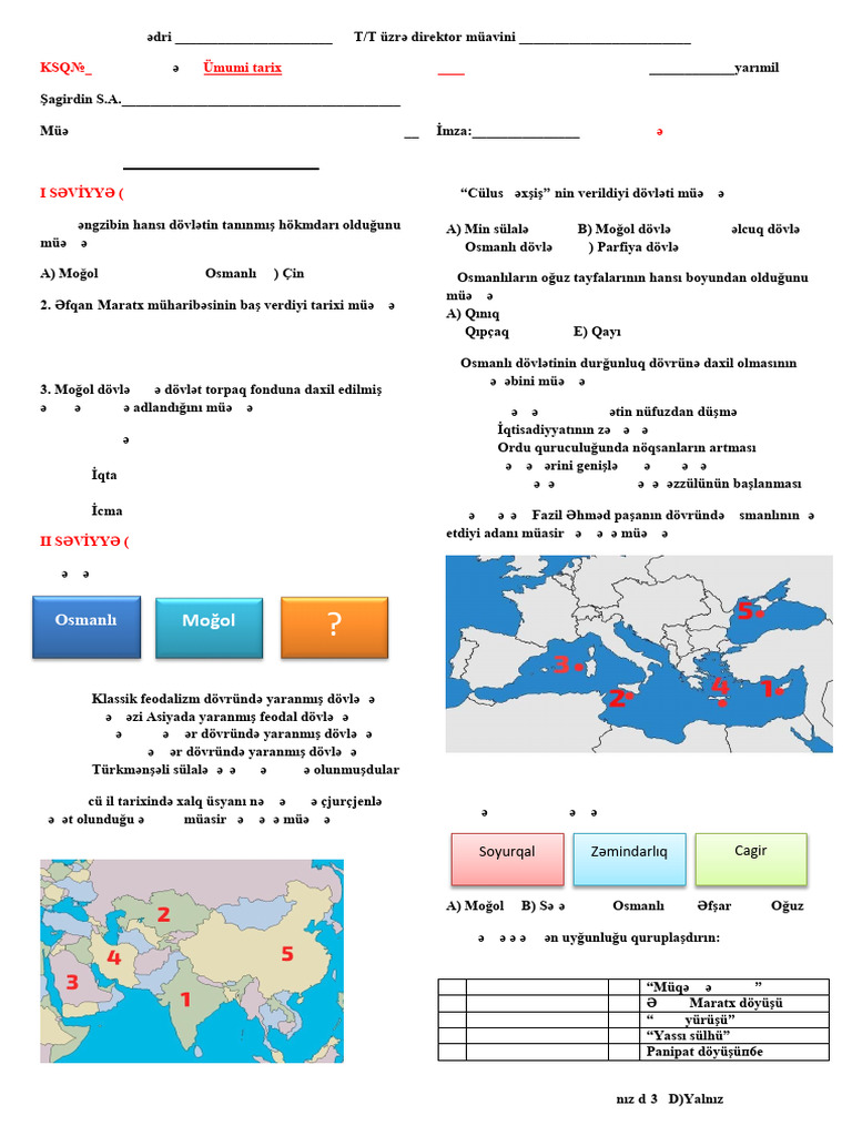Viii Sinif Ksq2 Ümumi Tarix A Vari̇anti Günel Haciyeva 055 358 71 01 | PDF