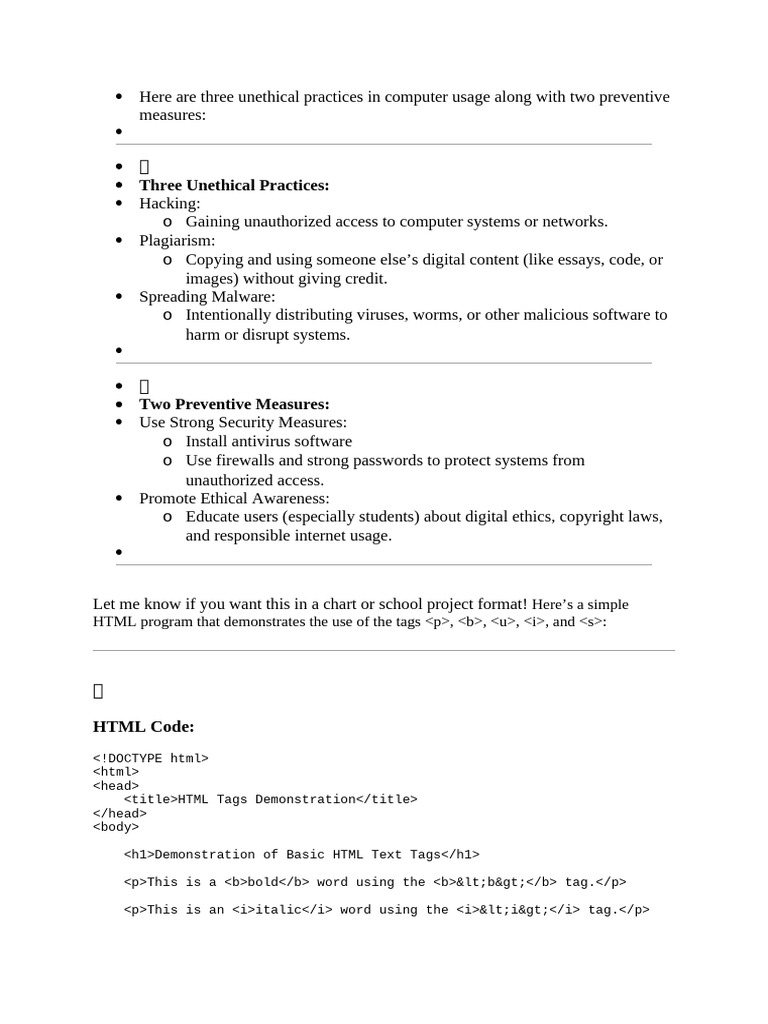 Unethical Computer Practices & Prevention | PDF