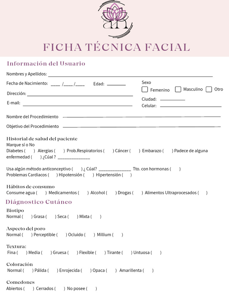 Ficha Técnica Facial: Evaluación del Paciente | PDF