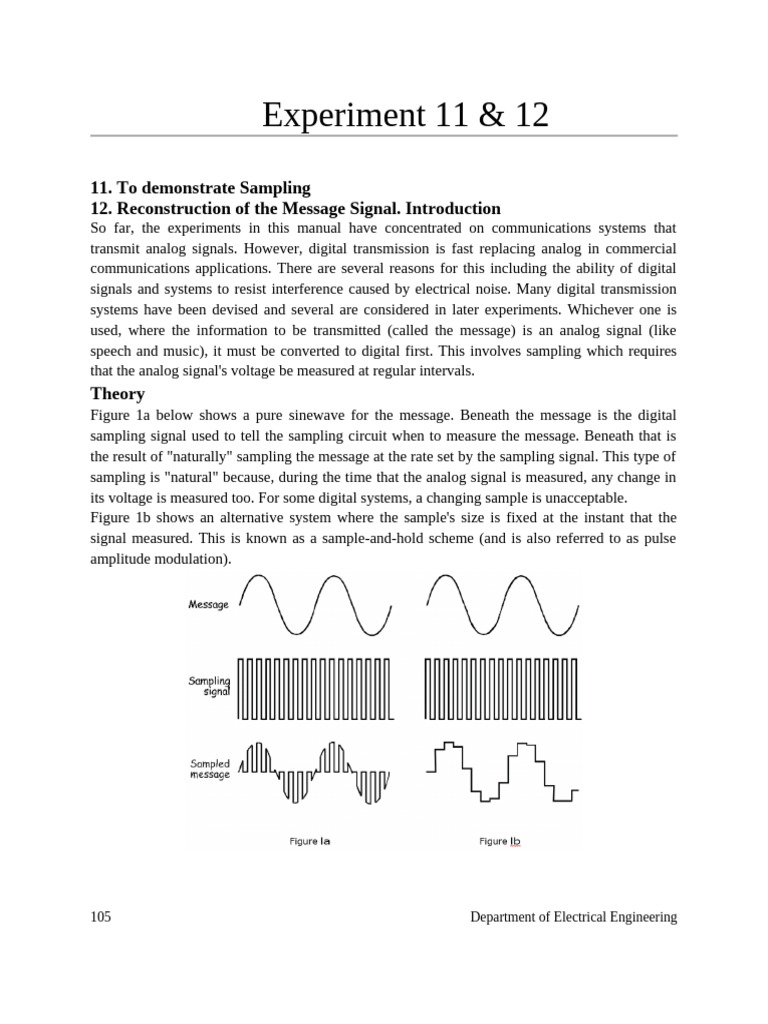Sampling and Message Signal Reconstruction | PDF | Sampling (Signal ...