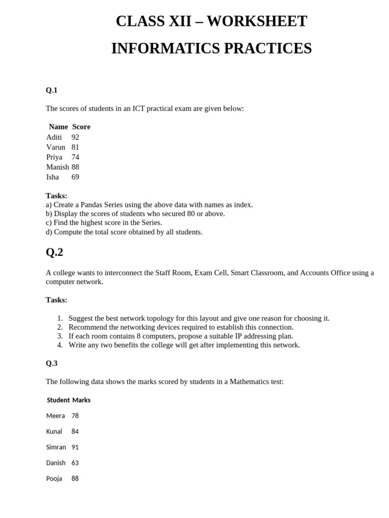 Class Xii Ip | PDF | Computer Network | Sql