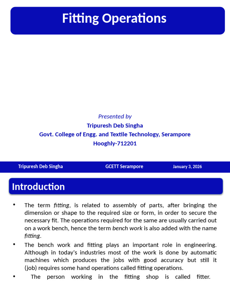 Fitting Operations | PDF | Screw | Tools