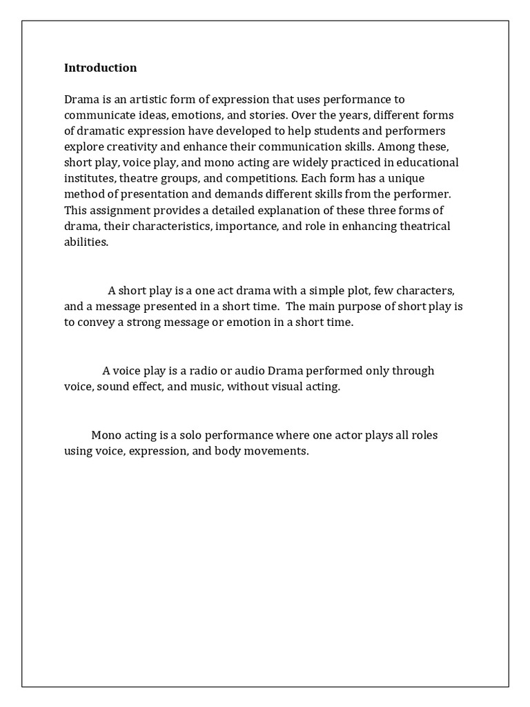 Drama Assignment - Copy | PDF | Play (Theatre) | Acting
