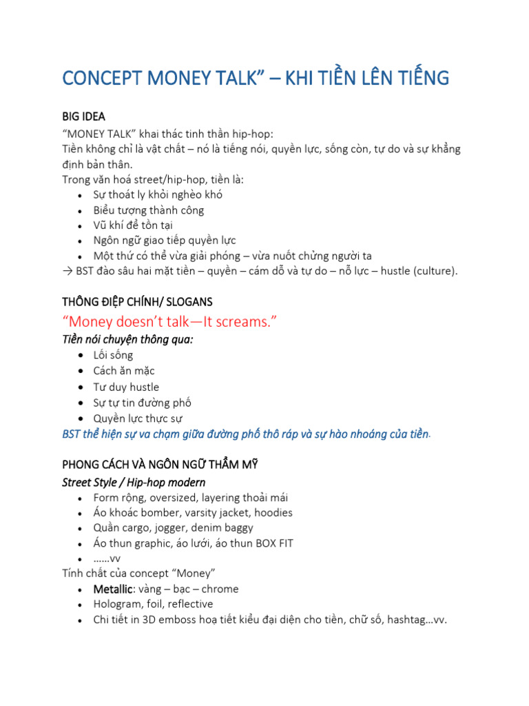 Dath - Tai - Money Talk Concept | PDF