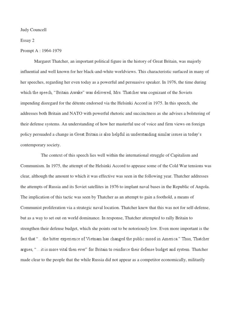 Thatcher's "Britain Awake" Speech Analysis | PDF | Margaret Thatcher ...