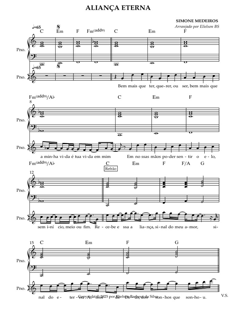 ALIANÇA ETERNA - Piano, Piano | PDF | Musical Forms | Musical Compositions