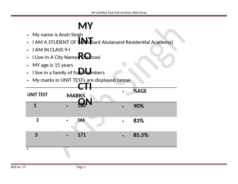 School Practical Sample | PDF