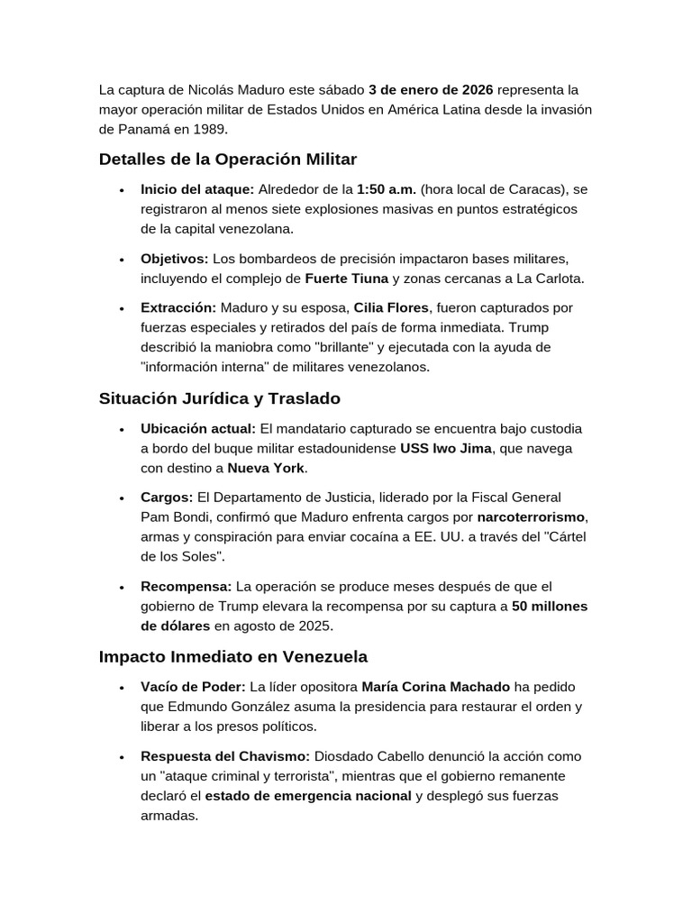 La Captura de Nicolás Maduro | PDF | Nicolás Maduro | Venezuela