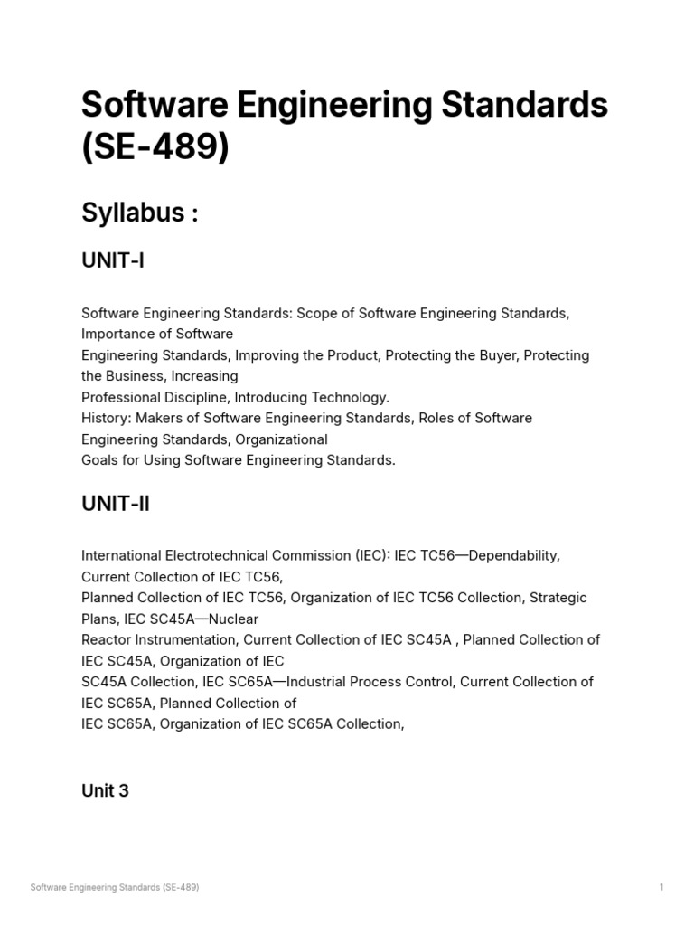 Software Engineering Standards (SE-489)[Complete] | PDF | Software ...
