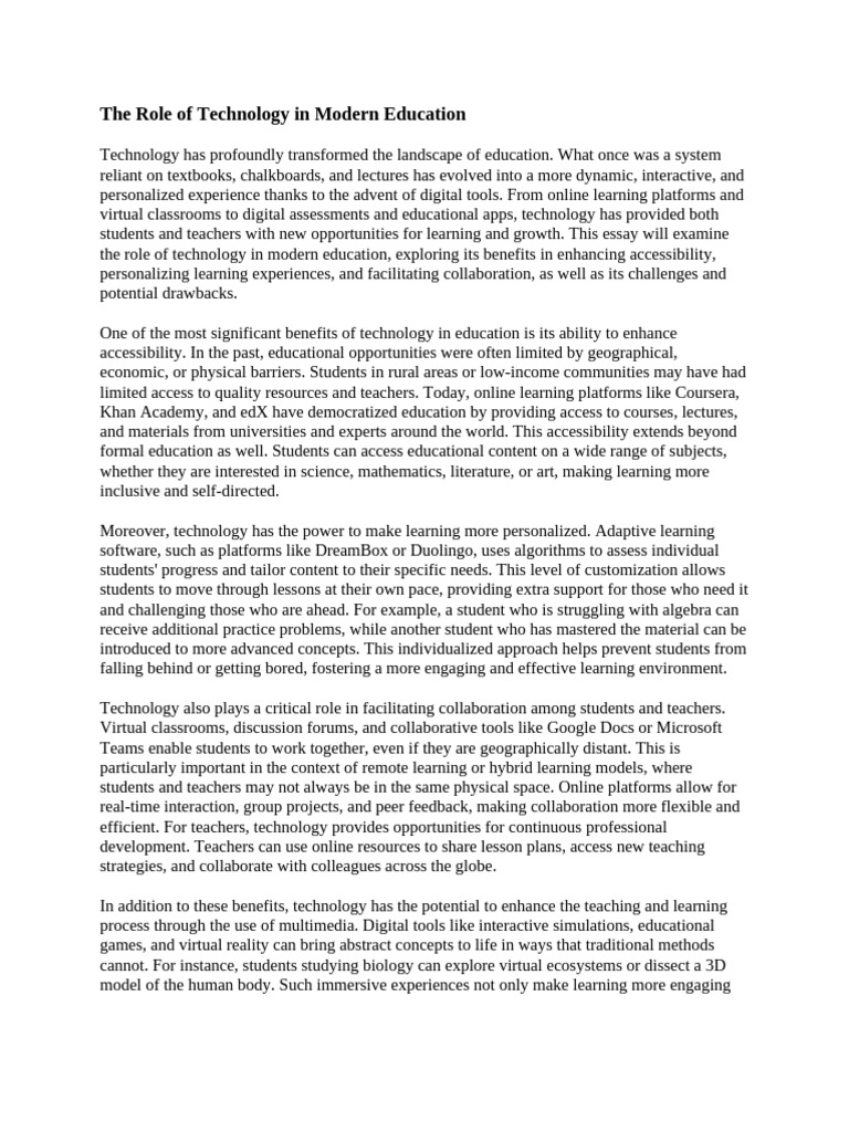 Technology's Impact on Modern Education | PDF | Educational Technology ...
