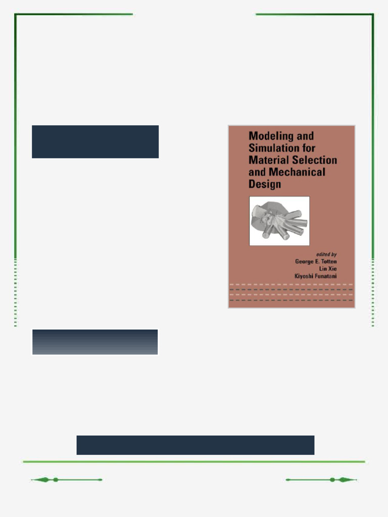 Modeling and Simulation for Material Selection and Mechanical Design Dekker Mechanical ...
