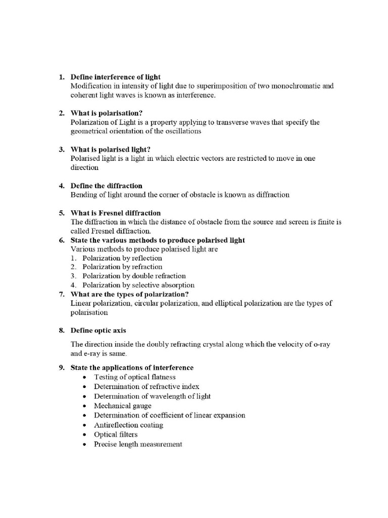 Unit-3 Objective Light | PDF