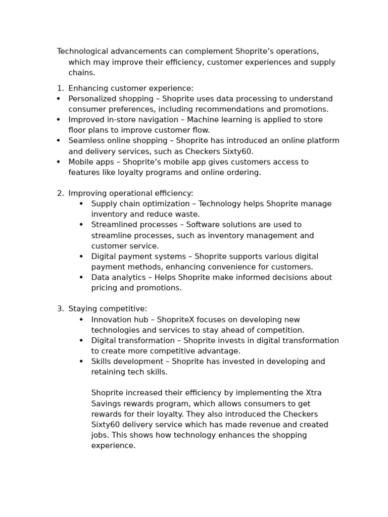 Shoprite's Tech-Driven Customer Experience | PDF