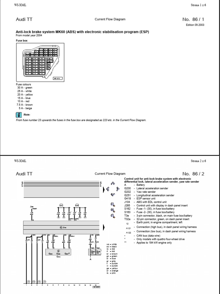 Audi Tt 8n ABS Pinout Bam Engine | PDF | Anti Lock Braking System ...