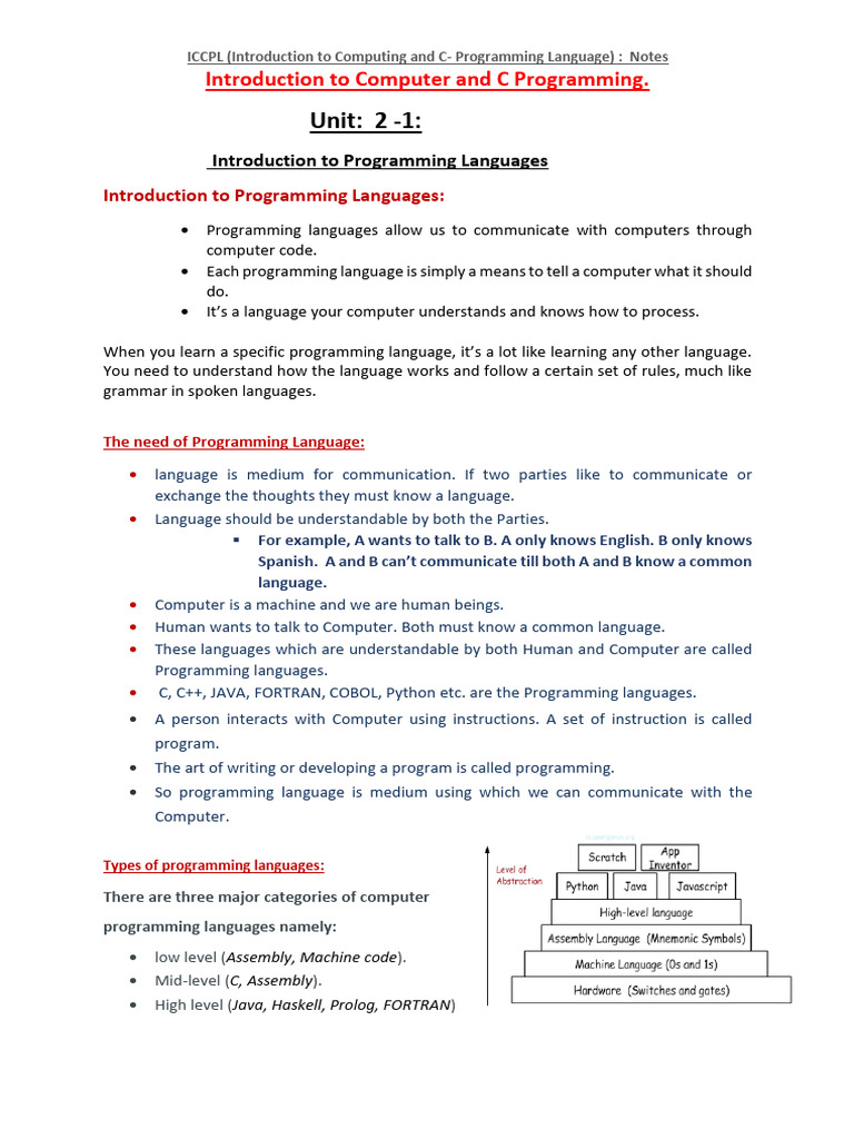 Unit-2_1-ICCPL | PDF | Programming Paradigms | Programming Language