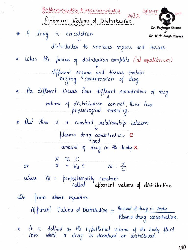 Apparent Volume of Distribution Explained | PDF