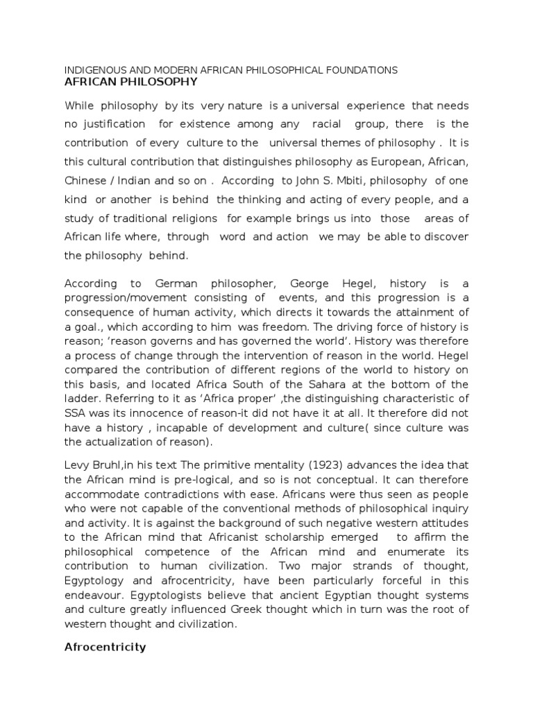 African Philosophy | PDF | Afrocentrism | Thought