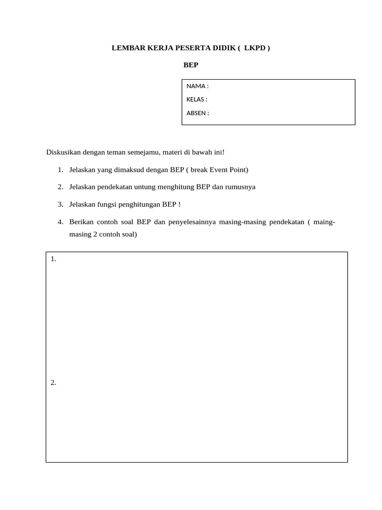 LKPD Bep - Pkwu | PDF