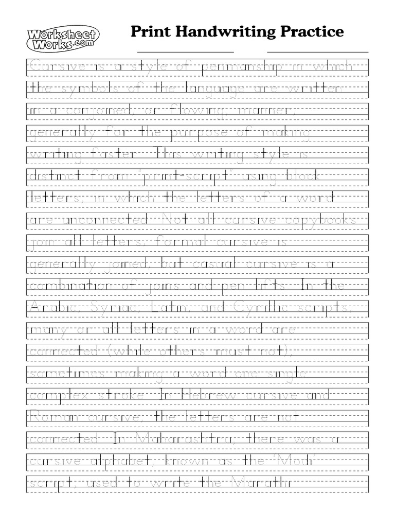 WorksheetWorks Print Handwriting Practice 2 | PDF