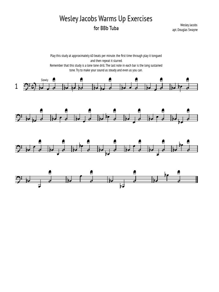 BBb Tuba Warm-Up Exercises Guide | PDF | Musical Forms | Music Theory