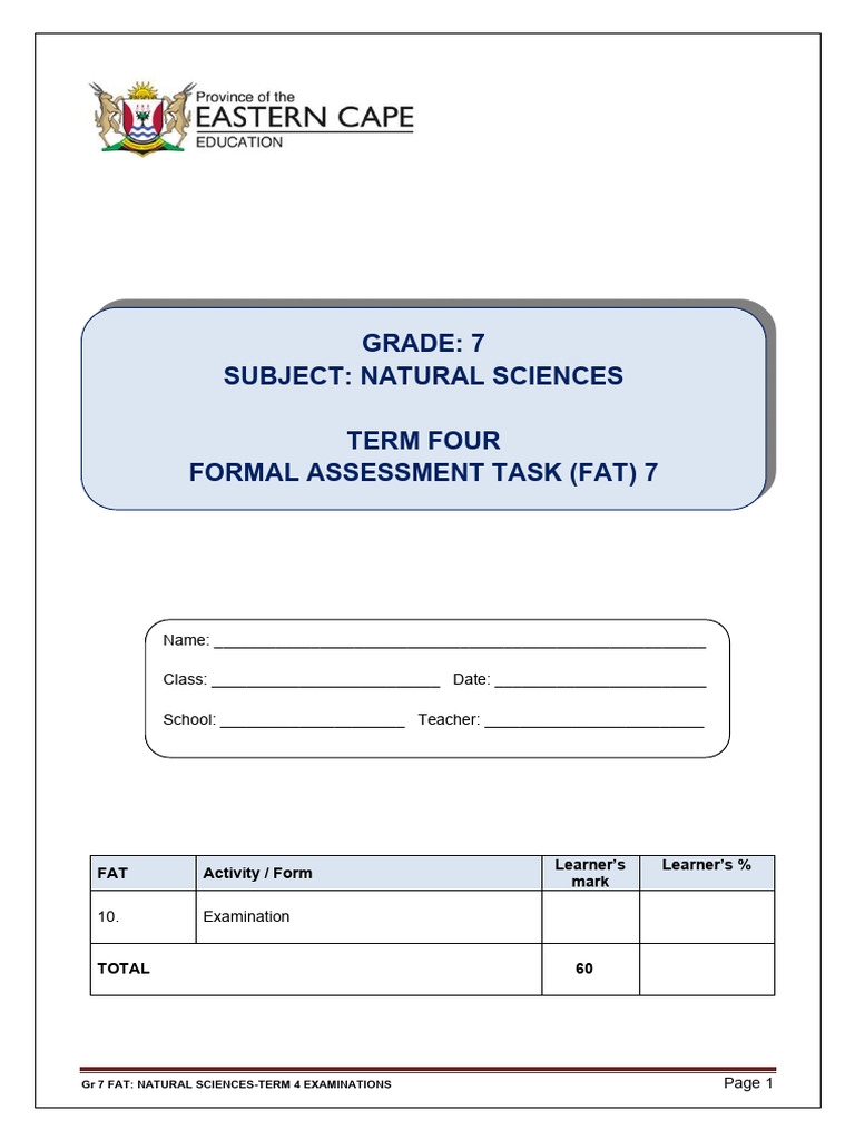 2024 NS_GRADE_7_FINAL EXAMS (AutoRecovered) | PDF | Earth | Water